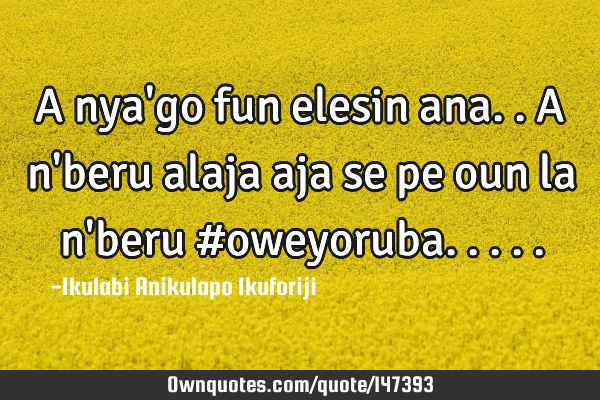 A nya'go fun elesin ana..a n'beru alaja aja se pe oun la n'beru ...