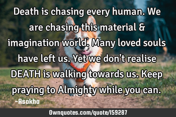 Death is chasing every human. We are chasing this material &: OwnQuotes.com