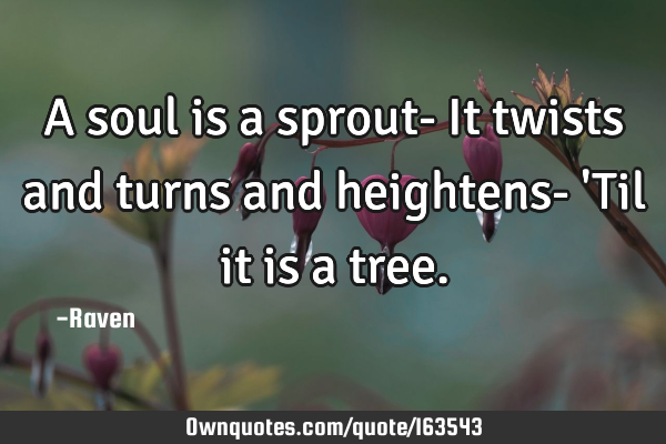 A soul is a sprout- It twists and turns and heightens- 'Til: OwnQuotes.com