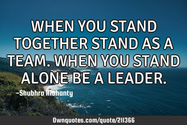 WHEN YOU STAND TOGETHER STAND AS A TEAM. WHEN YOU STAND ALONE BE ...