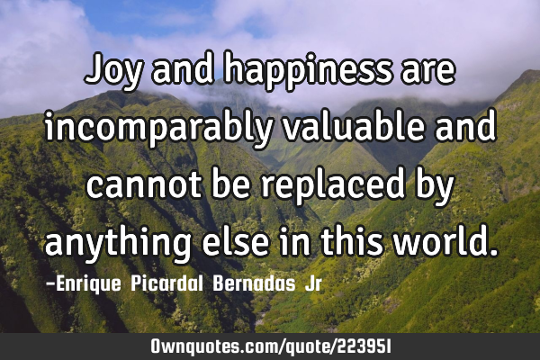Joy and happiness are incomparably valuable and cannot be: OwnQuotes.com