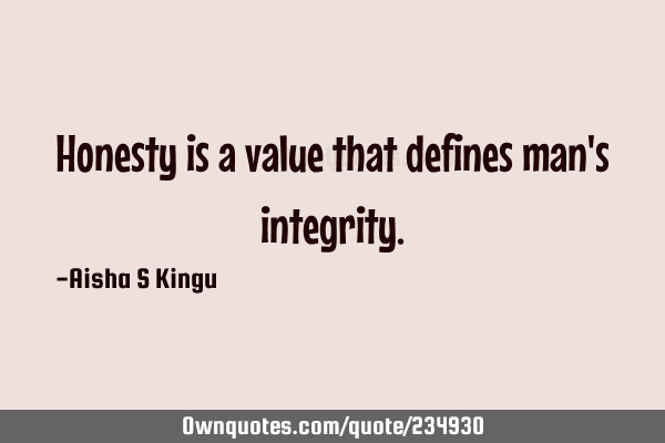 Honesty is a value that defines man's integrity.: OwnQuotes.com