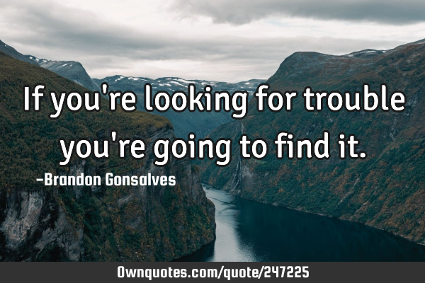 If you're looking for trouble you're going to find it.: OwnQuotes.com
