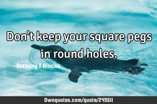 Don't keep your square pegs in round holes.: OwnQuotes.com