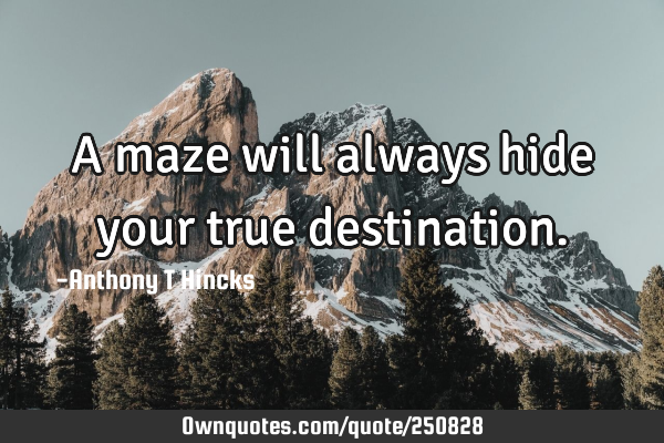 A maze will always hide your true destination.: OwnQuotes.com