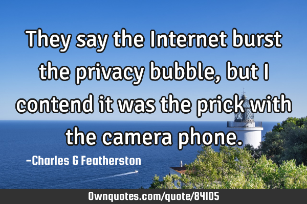 They say the Internet burst the privacy bubble, but I contend ...